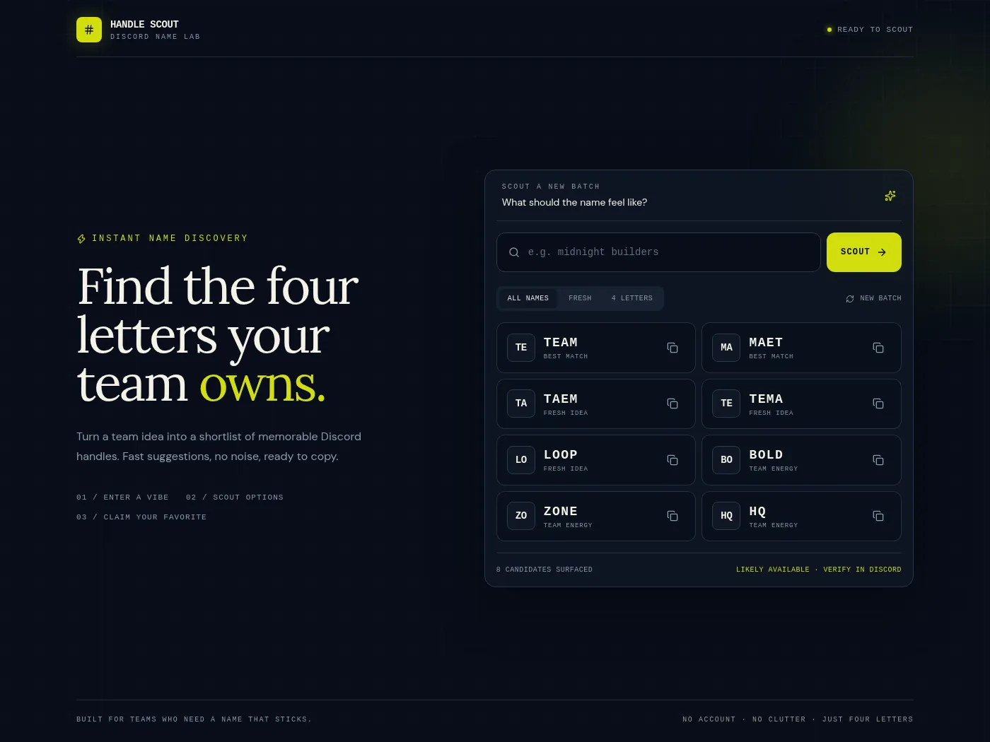 Discord 4-Letter Finder
