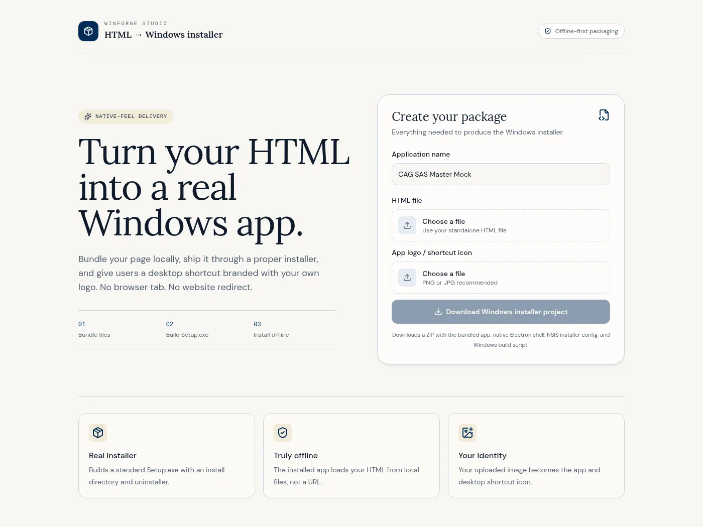 HTML to Windows App