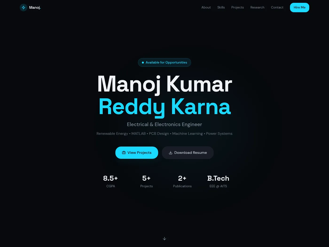 Manoj's Modern Portfolio
