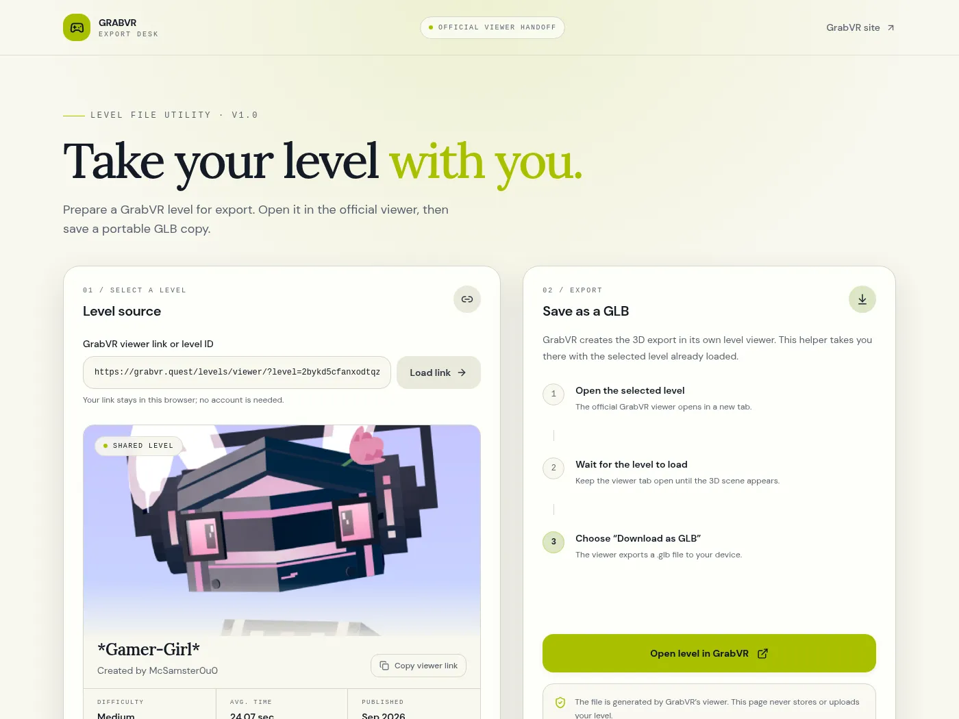 GrabVR Level Viewer