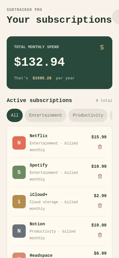 SubTracker Pro