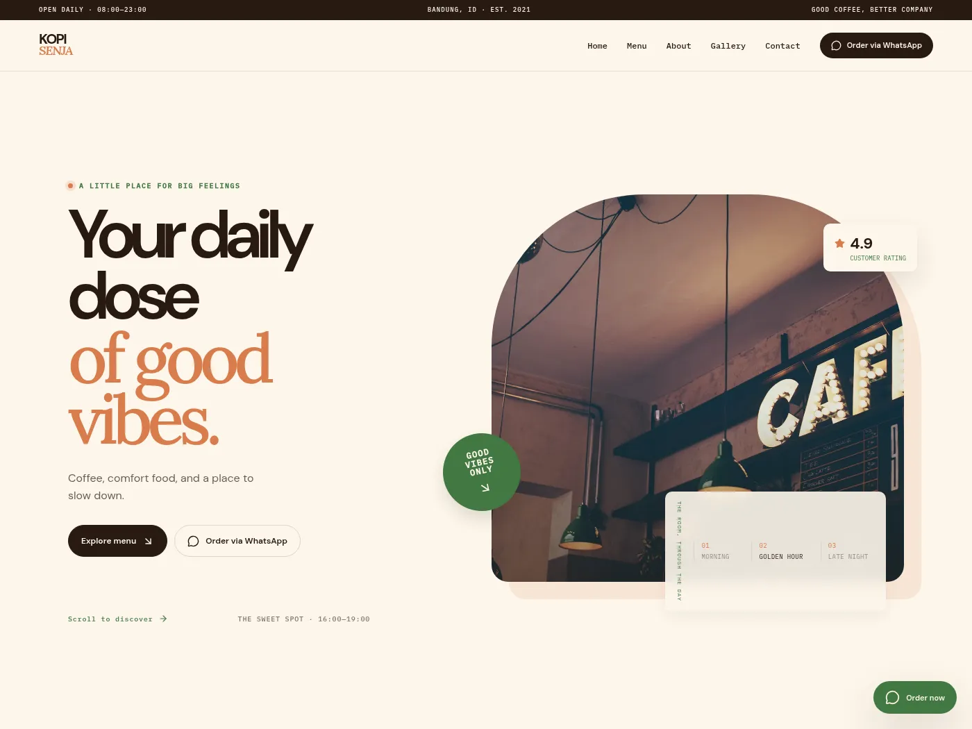 KOPI SENJA Cafe Website