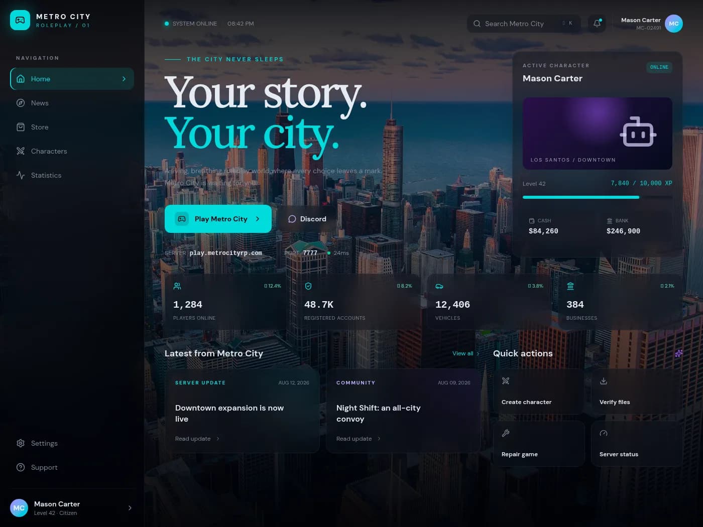 Metro City Launcher UI