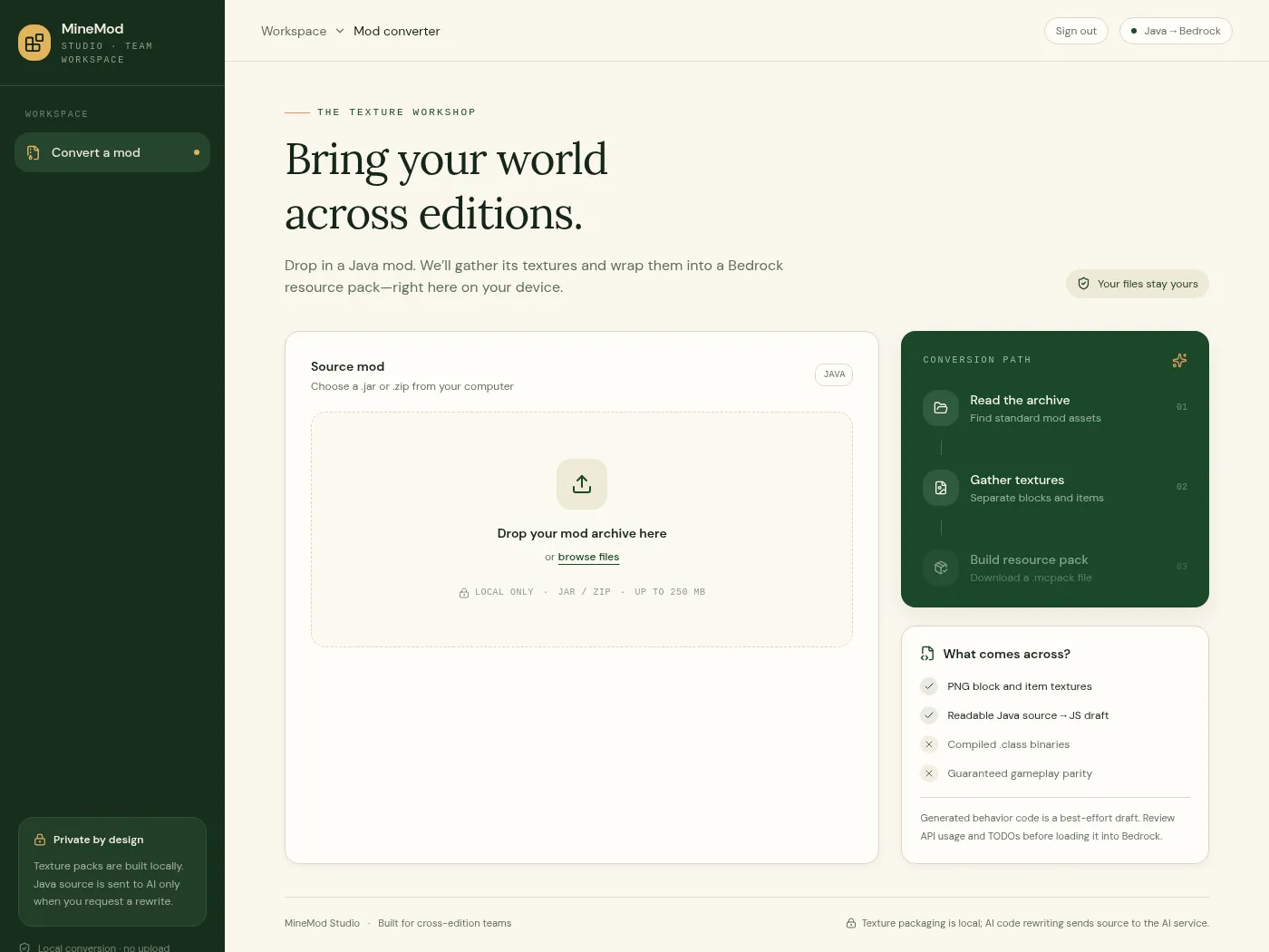 MineMod Converter