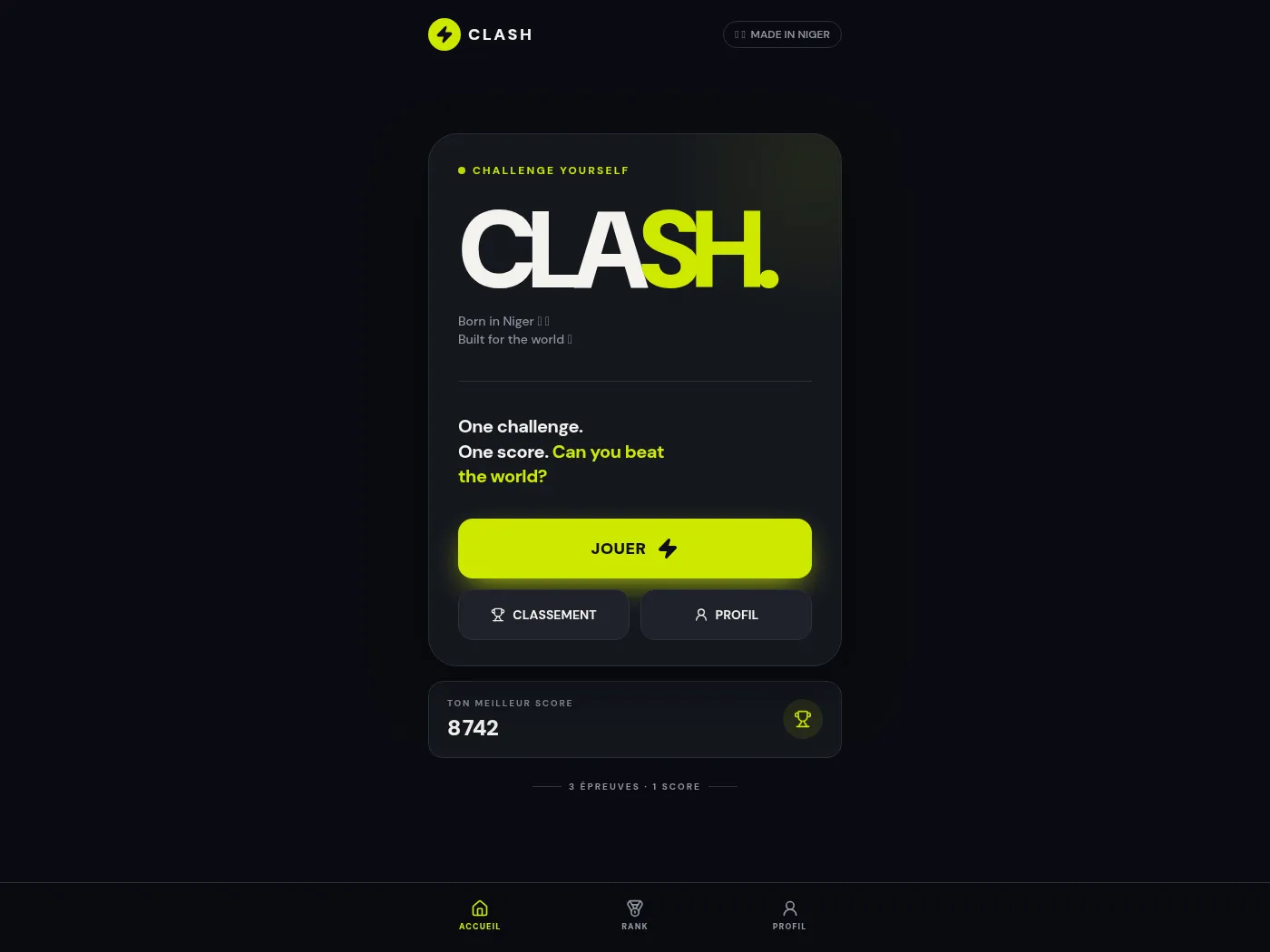 CLASH Challenge Game