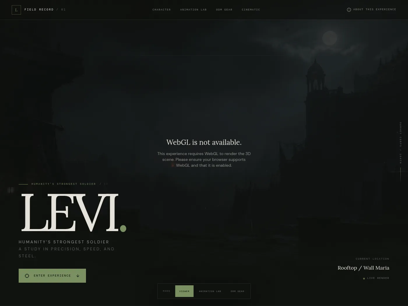 LEVI: Cinematic 3D Fan Site