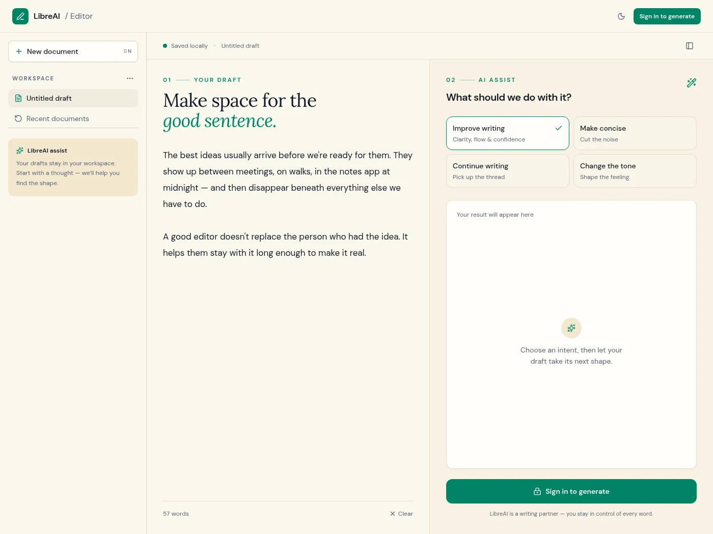 LibreAI Editor