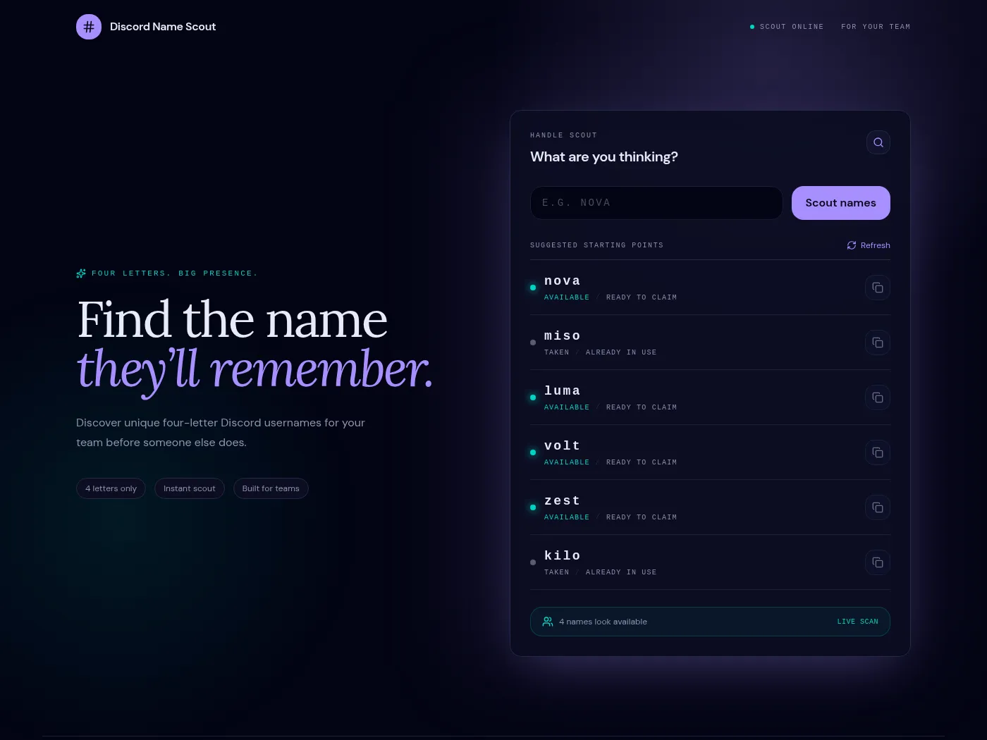Discord Name Scout