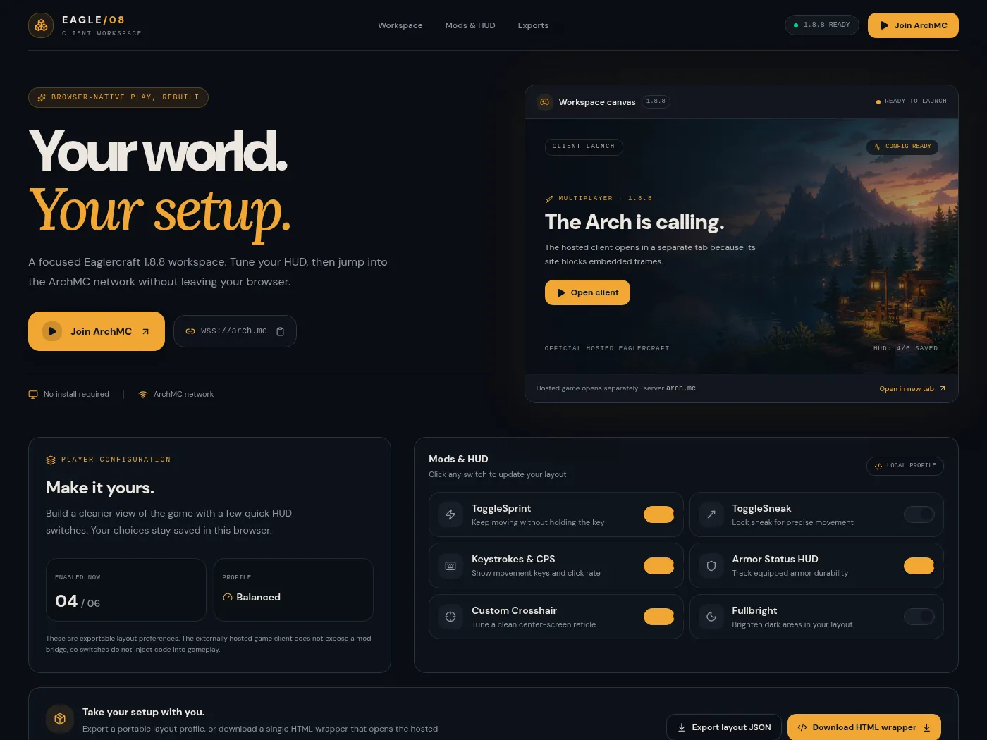 Eaglercraft Web Client Hub