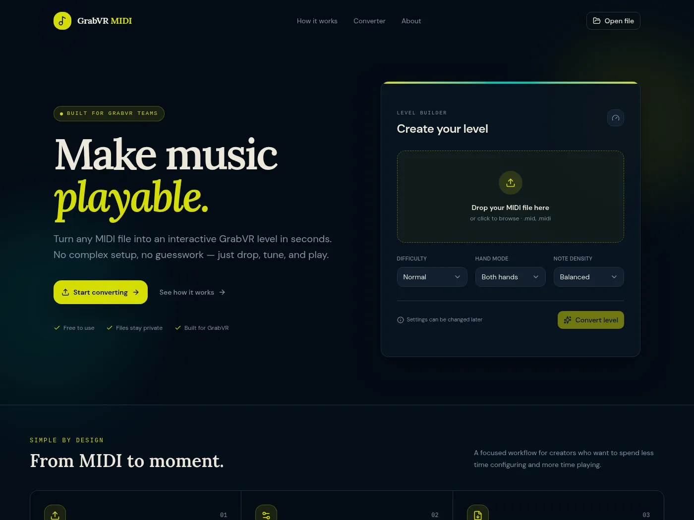 GrabVR MIDI Converter