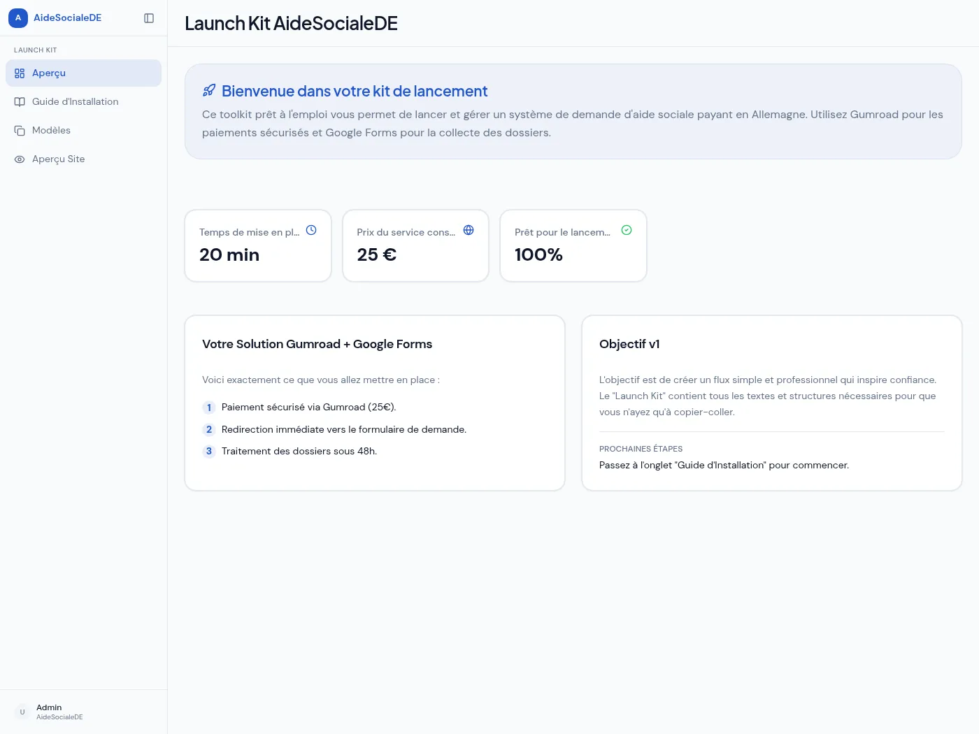 AideSocialeDE Launch Kit