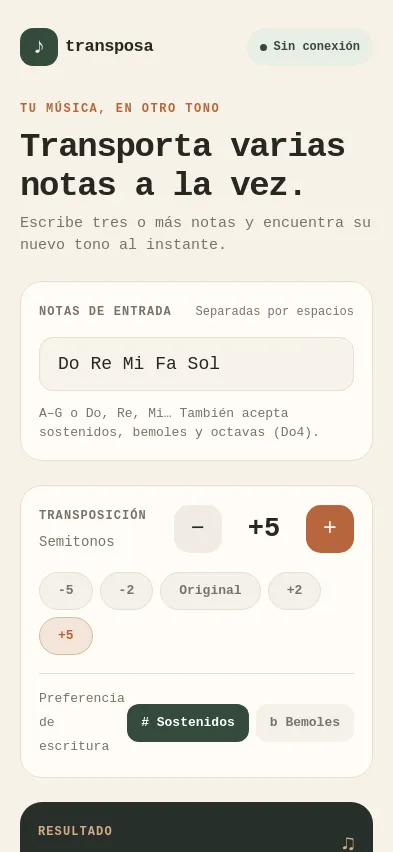 Transposa Notas Musicales