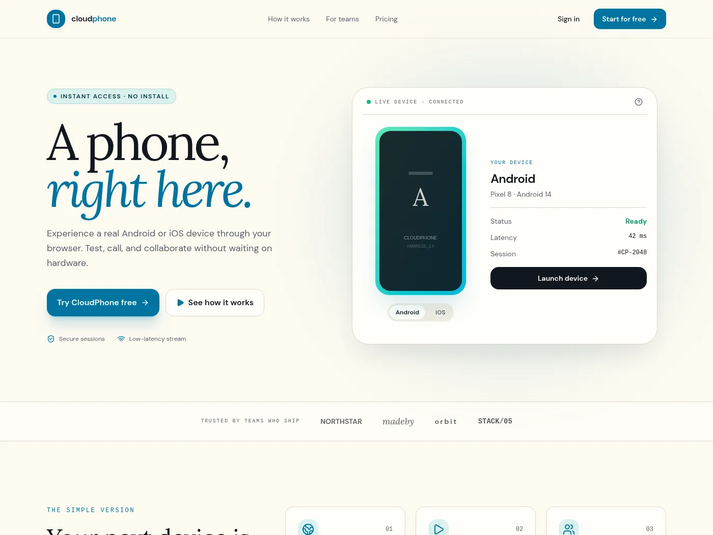CloudPhone Instant Access