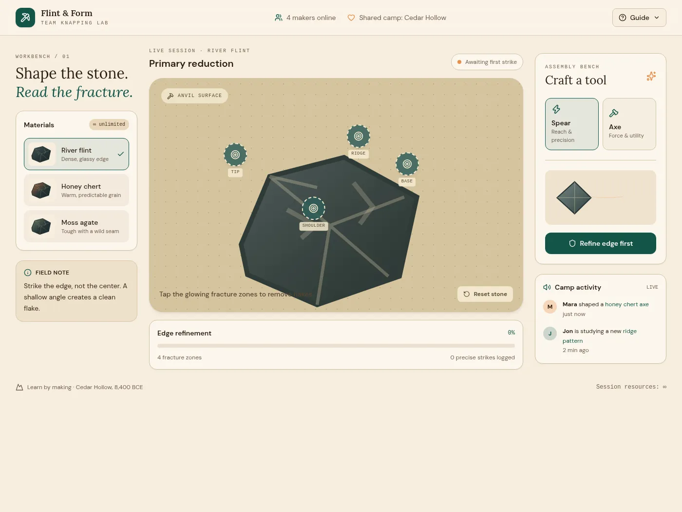 Virtual Flint Knapping Game