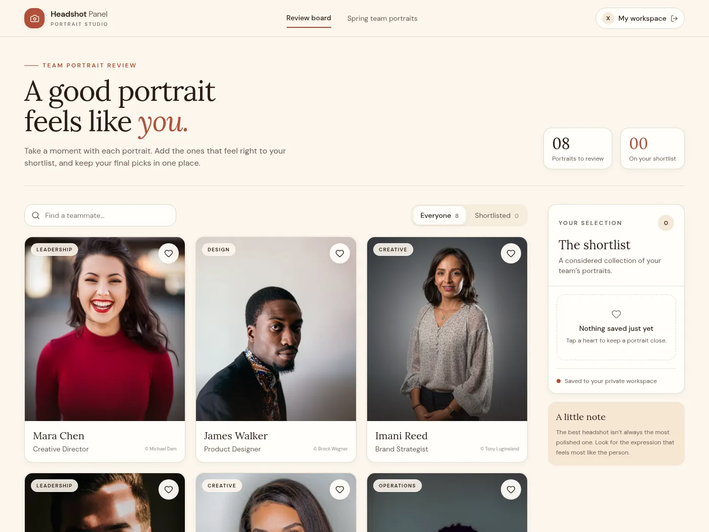 Headshot Panel