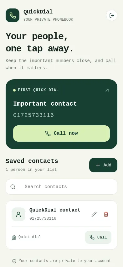QuickDial Contacts