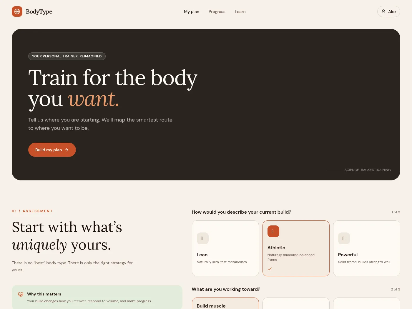 BodyType Fitness Planner