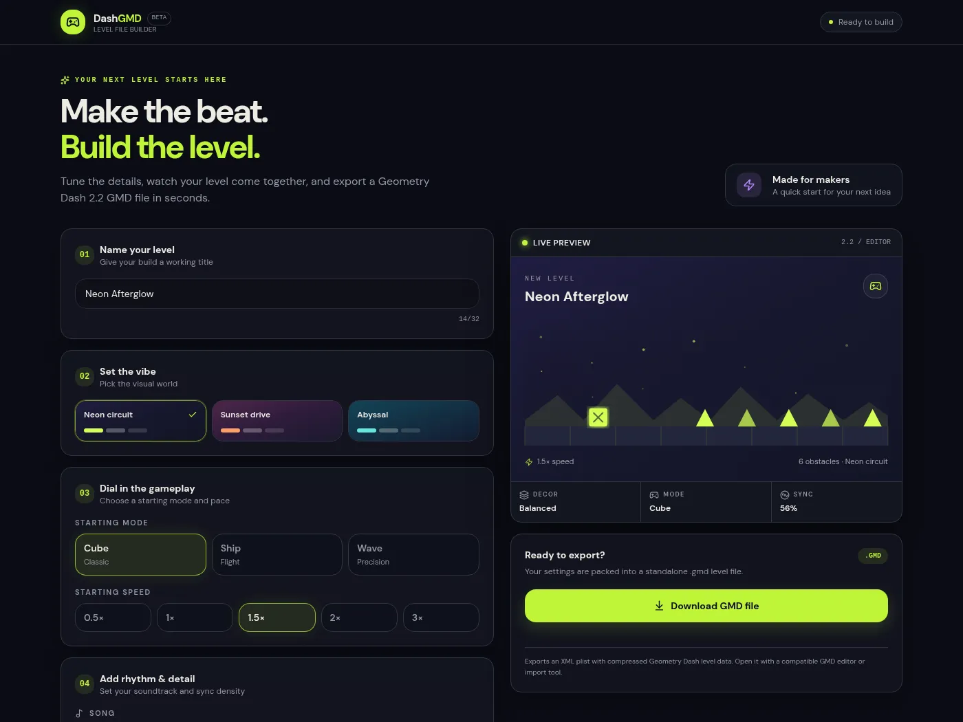 DashGMD Custom Builder