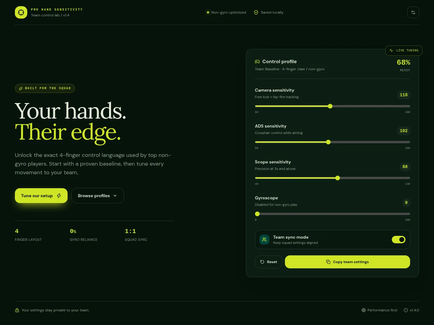 Pro Hand Sensitivity Tool