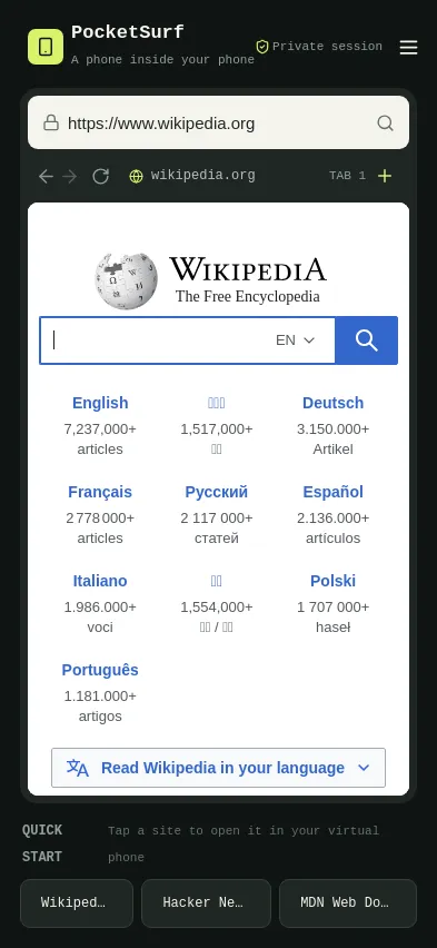 Virtual Phone Browser