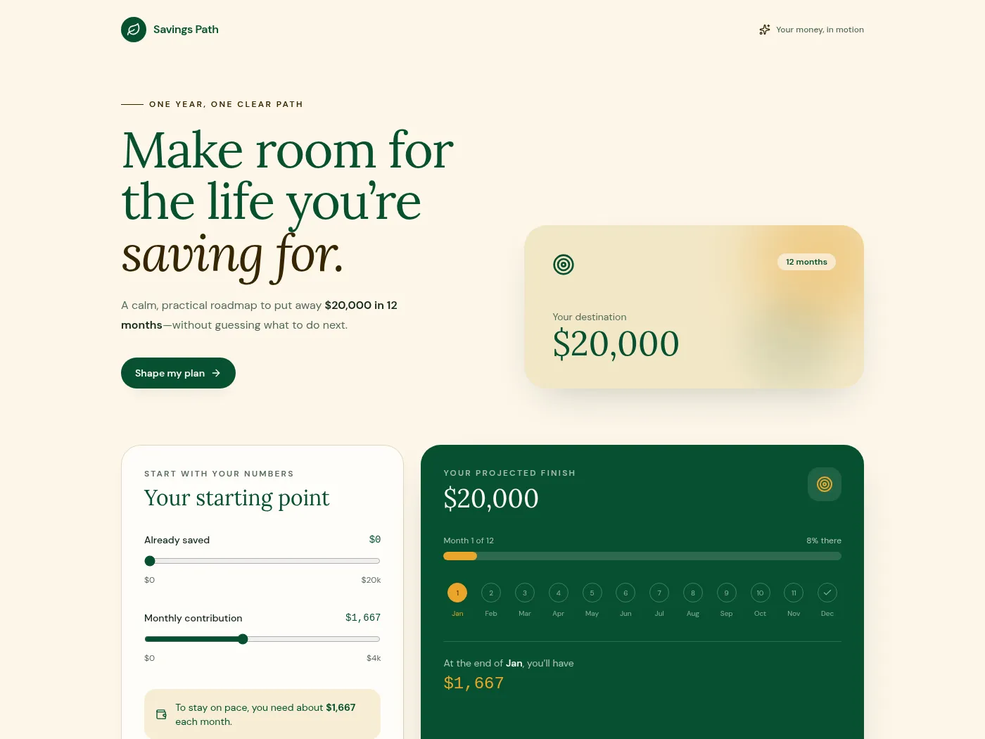 Savings Path Planner
