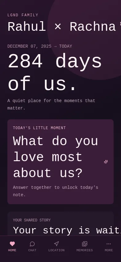 LGND Family — Private Couple App