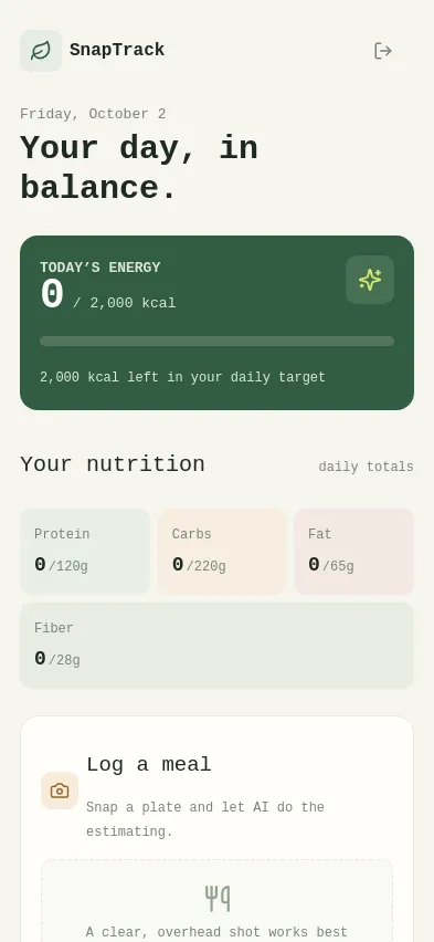 SnapTrack Nutrition App