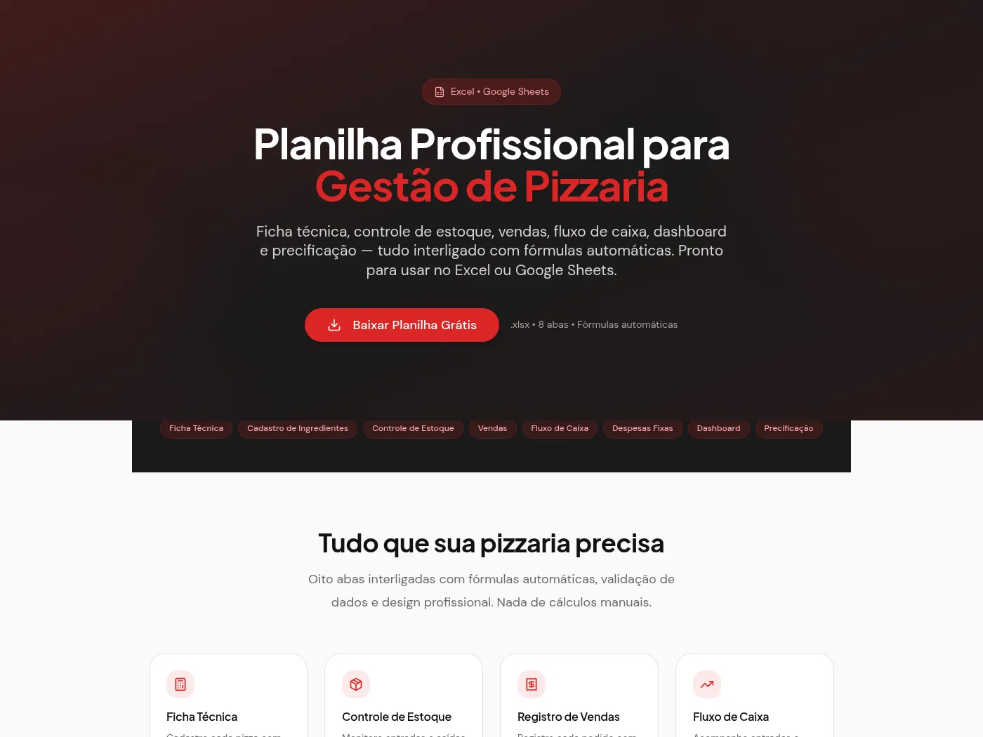 Pizzaria Sheet Pro