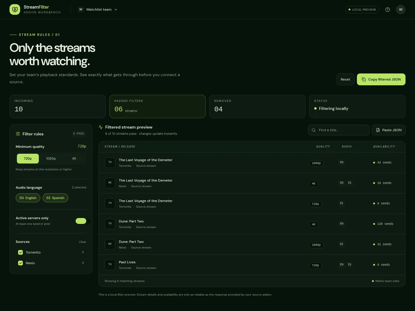StreamFilter Addon
