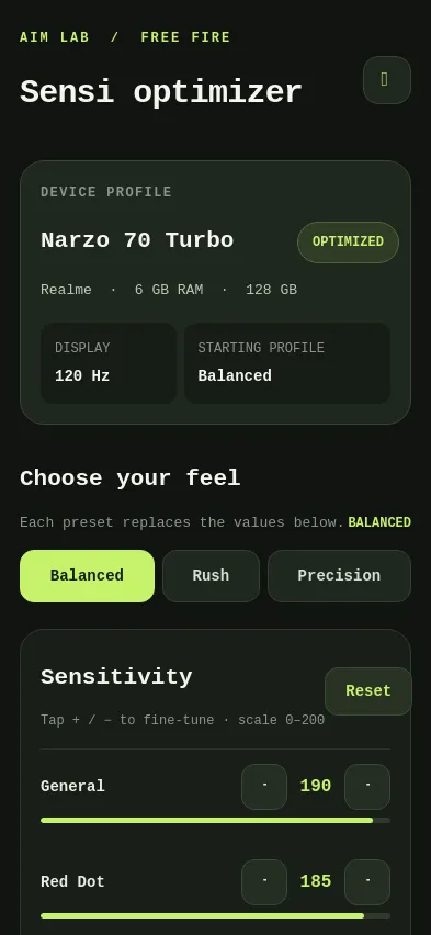 Free Fire Sensi Optimizer