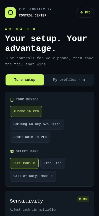 VIP Sensitivity Settings