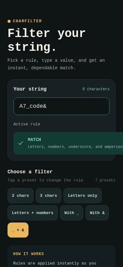 CharFilter Mobile