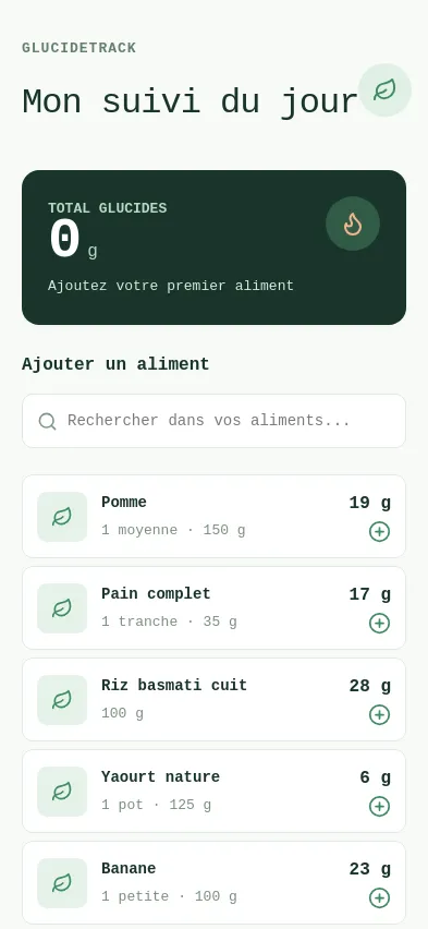 GlucideTrack Mobile