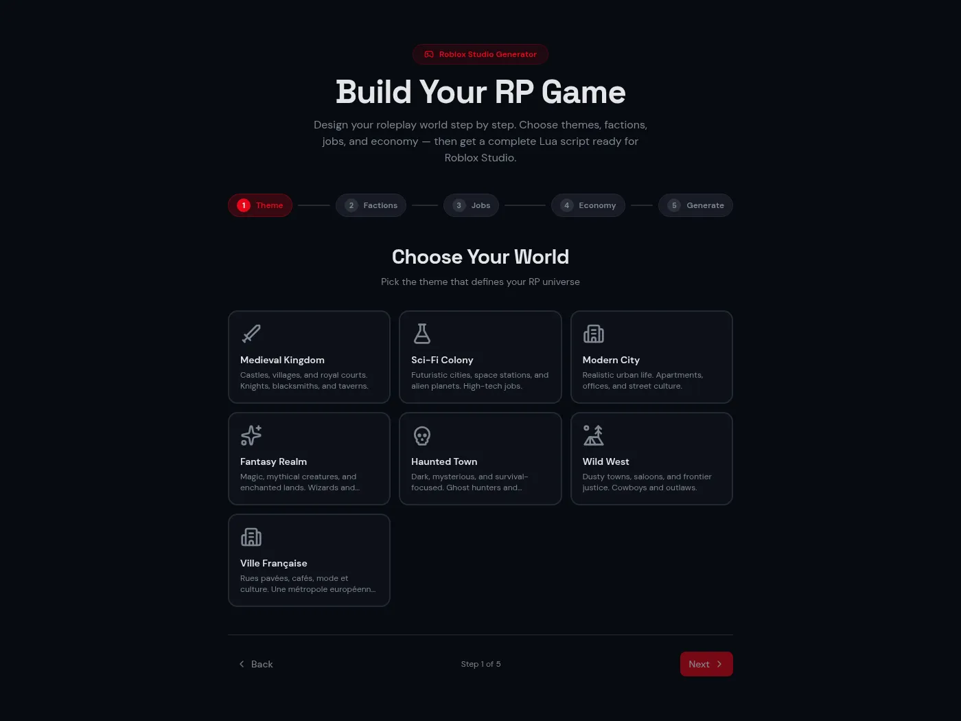 Roblox RP Game Creator