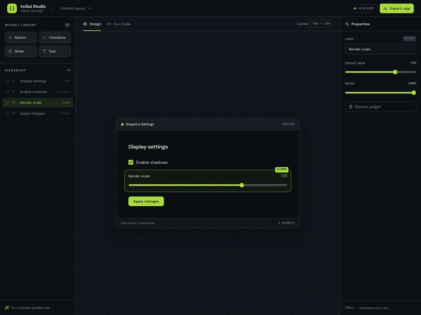 ImGui Visual Builder