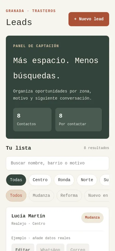 Granada Storage Leads App