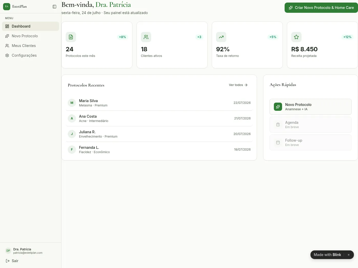 EstetiPlan AI Dashboard