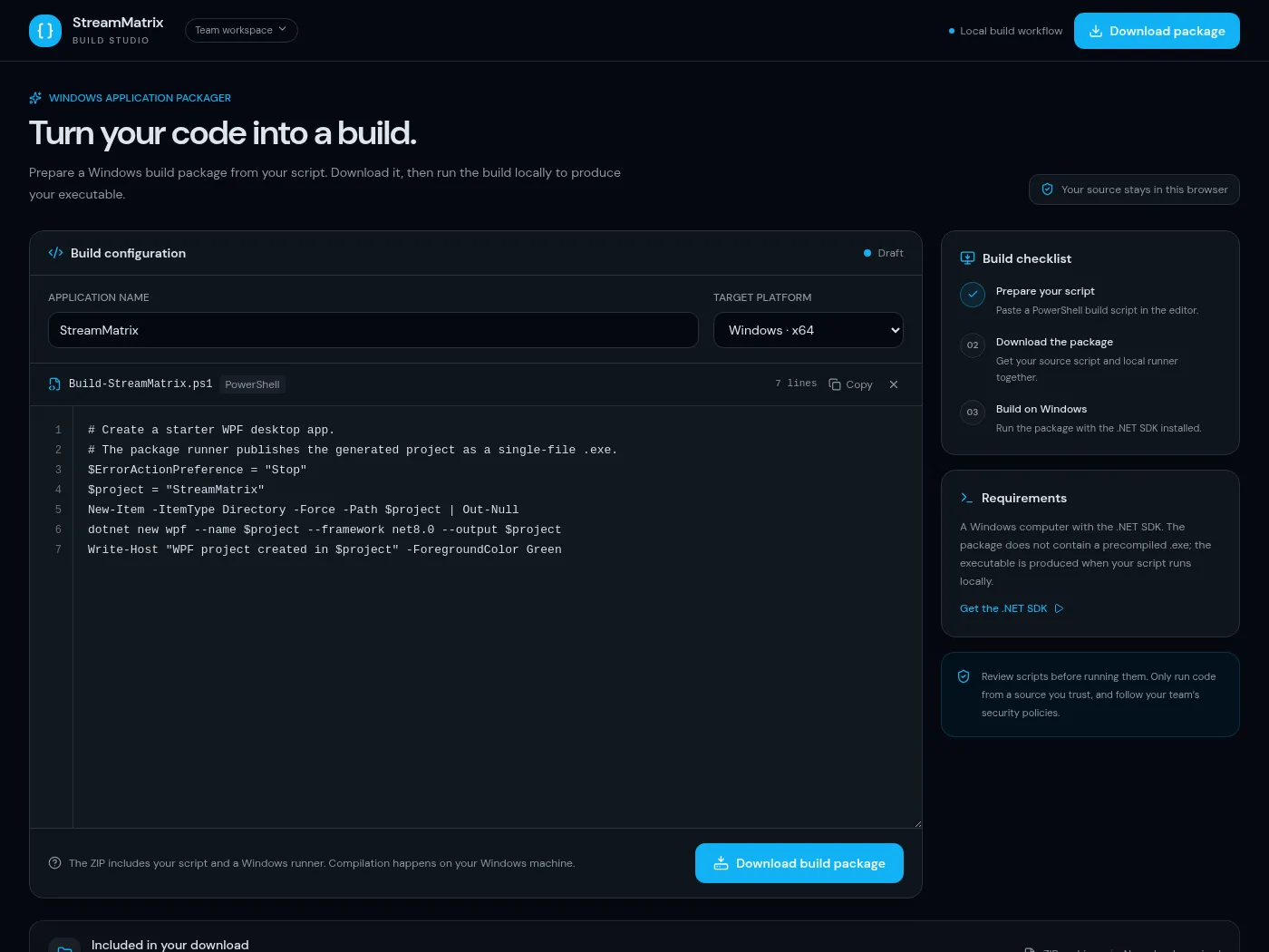 StreamMatrix Builder