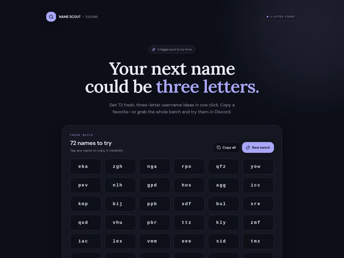 Discord Name Scout