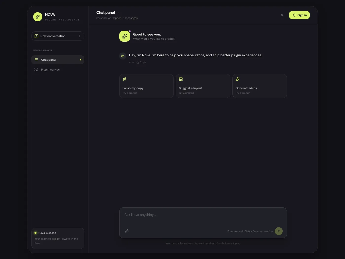 AI Plugin Chat Panel