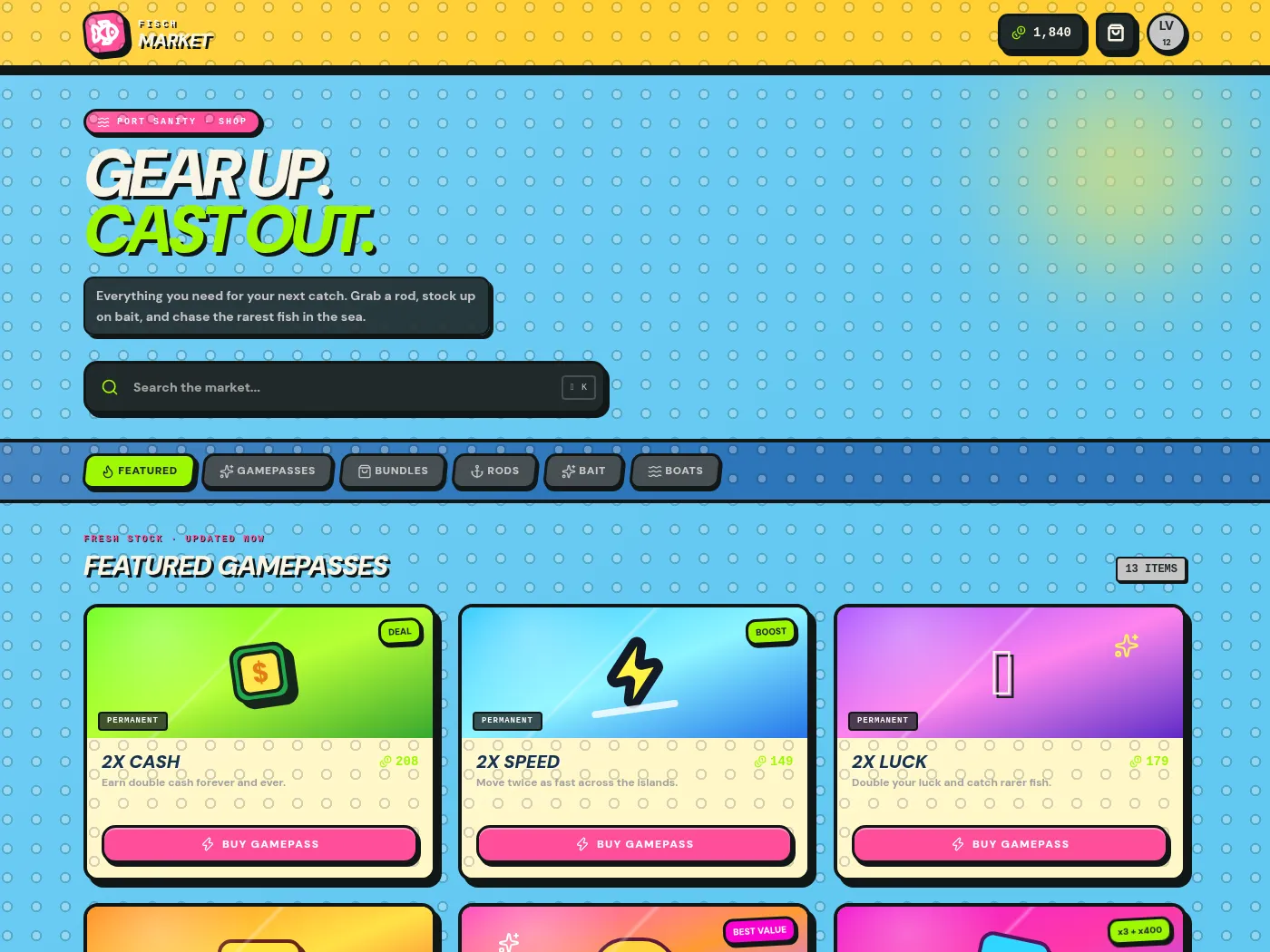 Fisch Game Shop UI