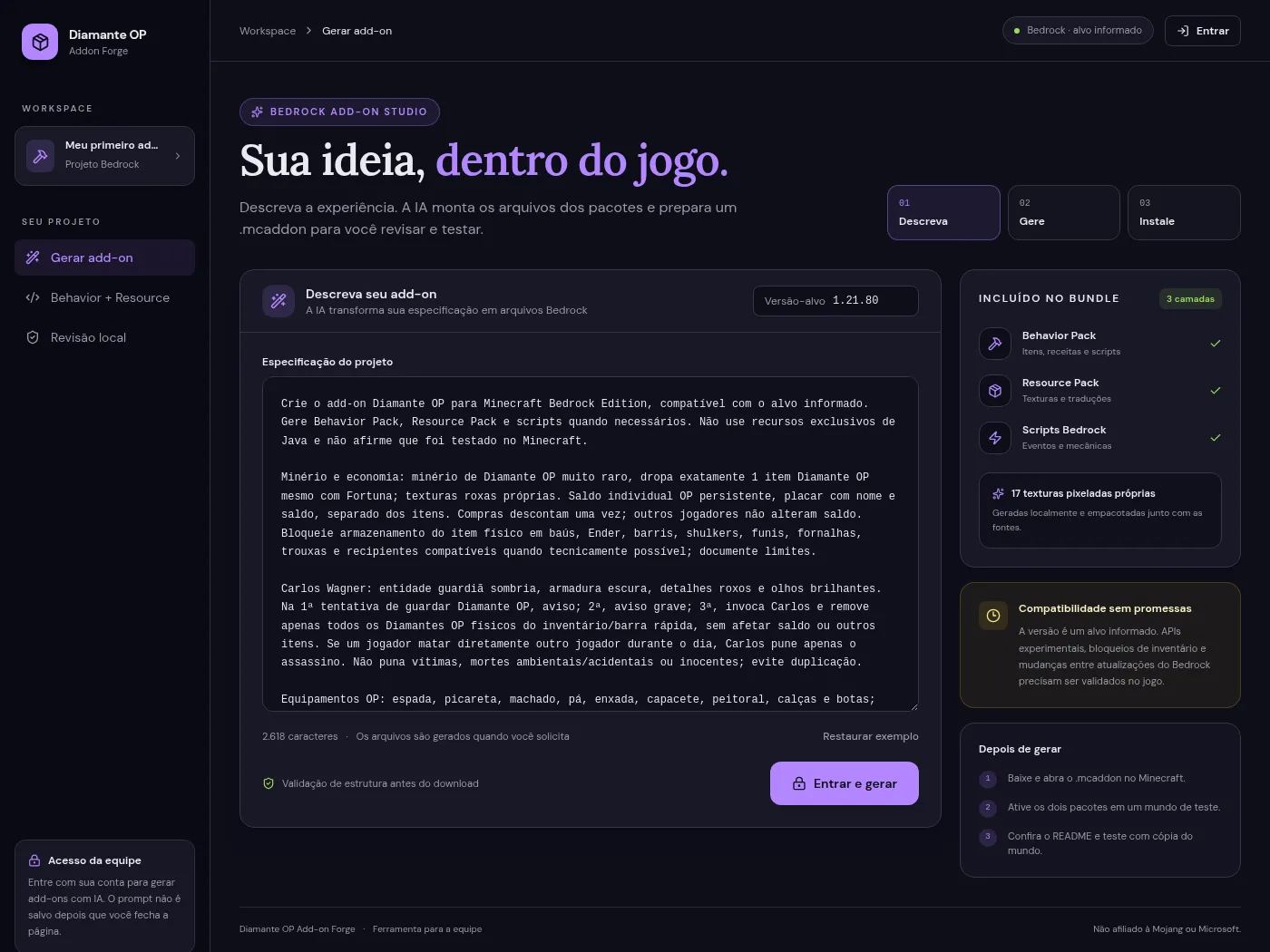 Diamante OP Mod Generator
