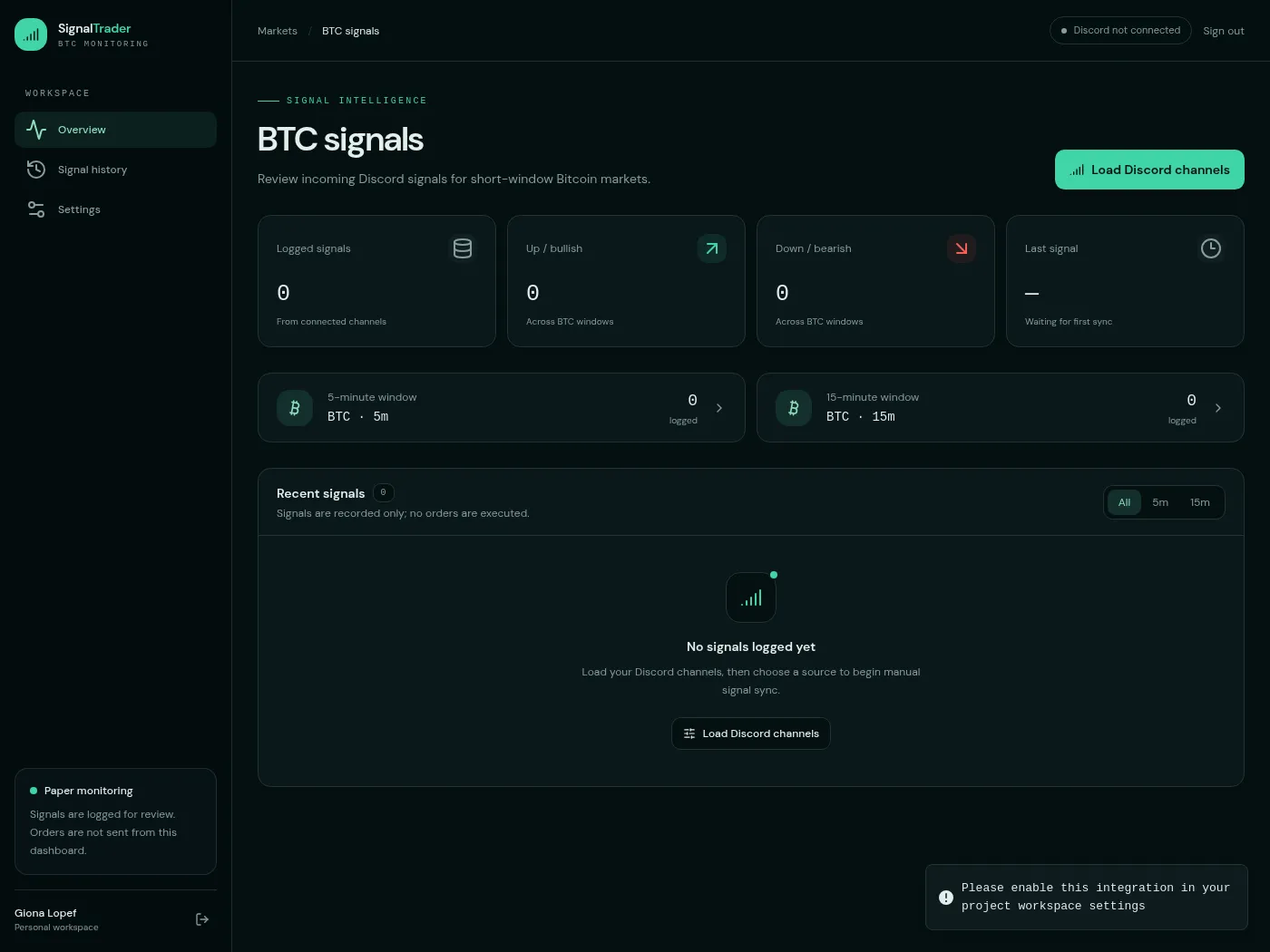 SignalTrader Dashboard