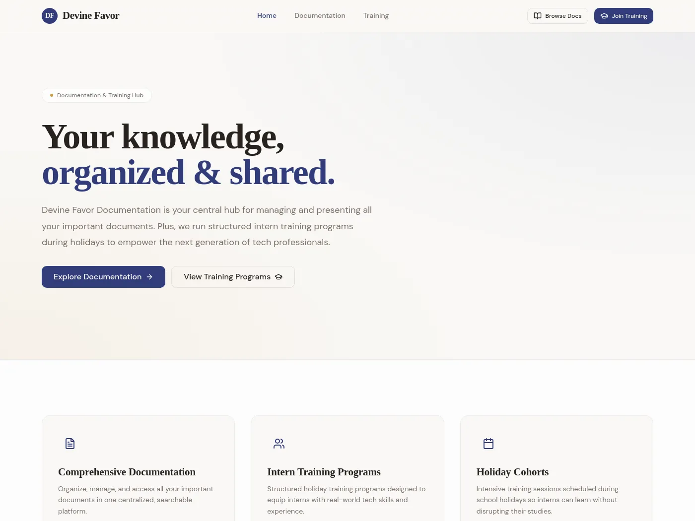 Devine Favor Docs Hub