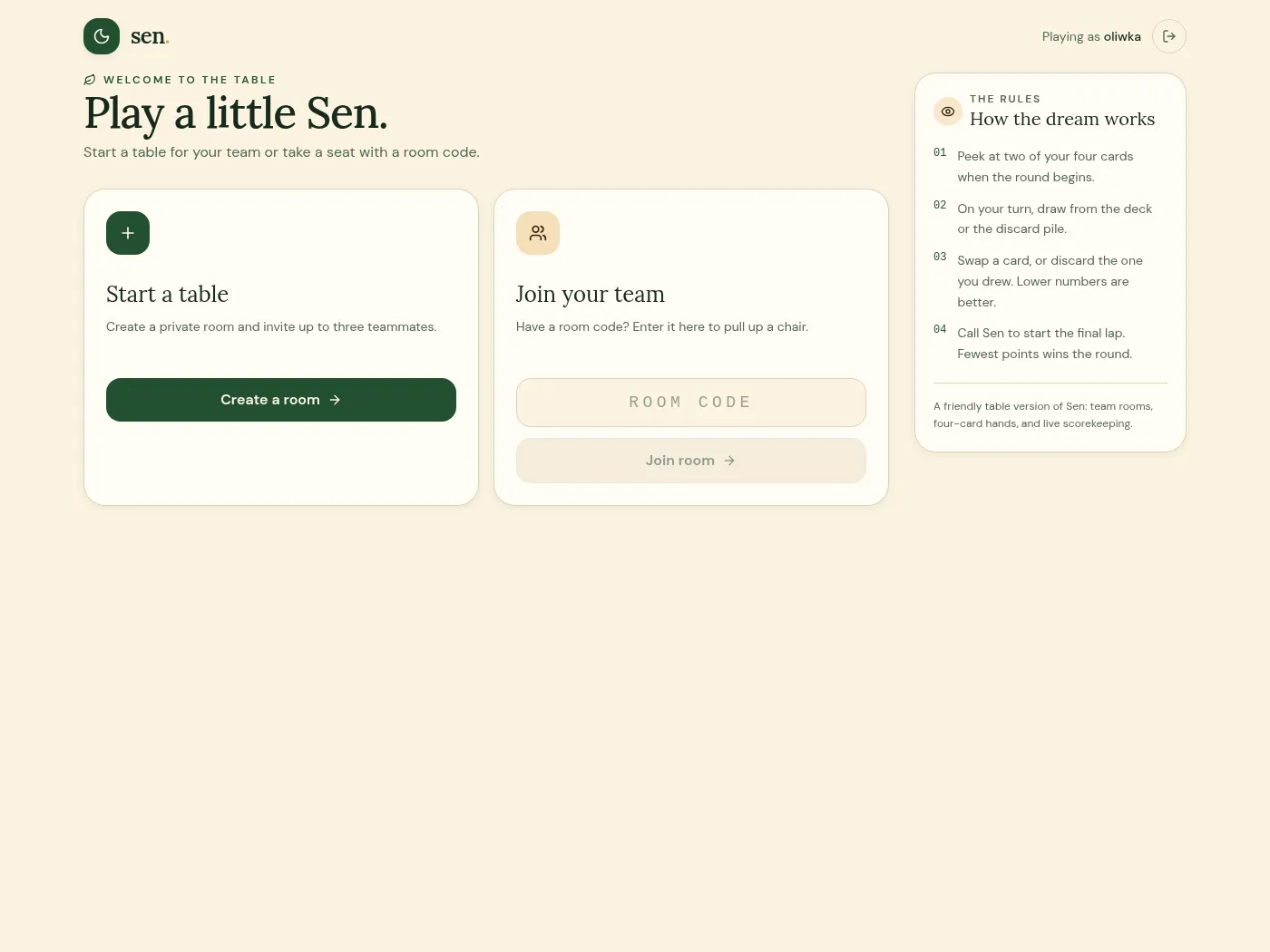 Sen Card Game Online