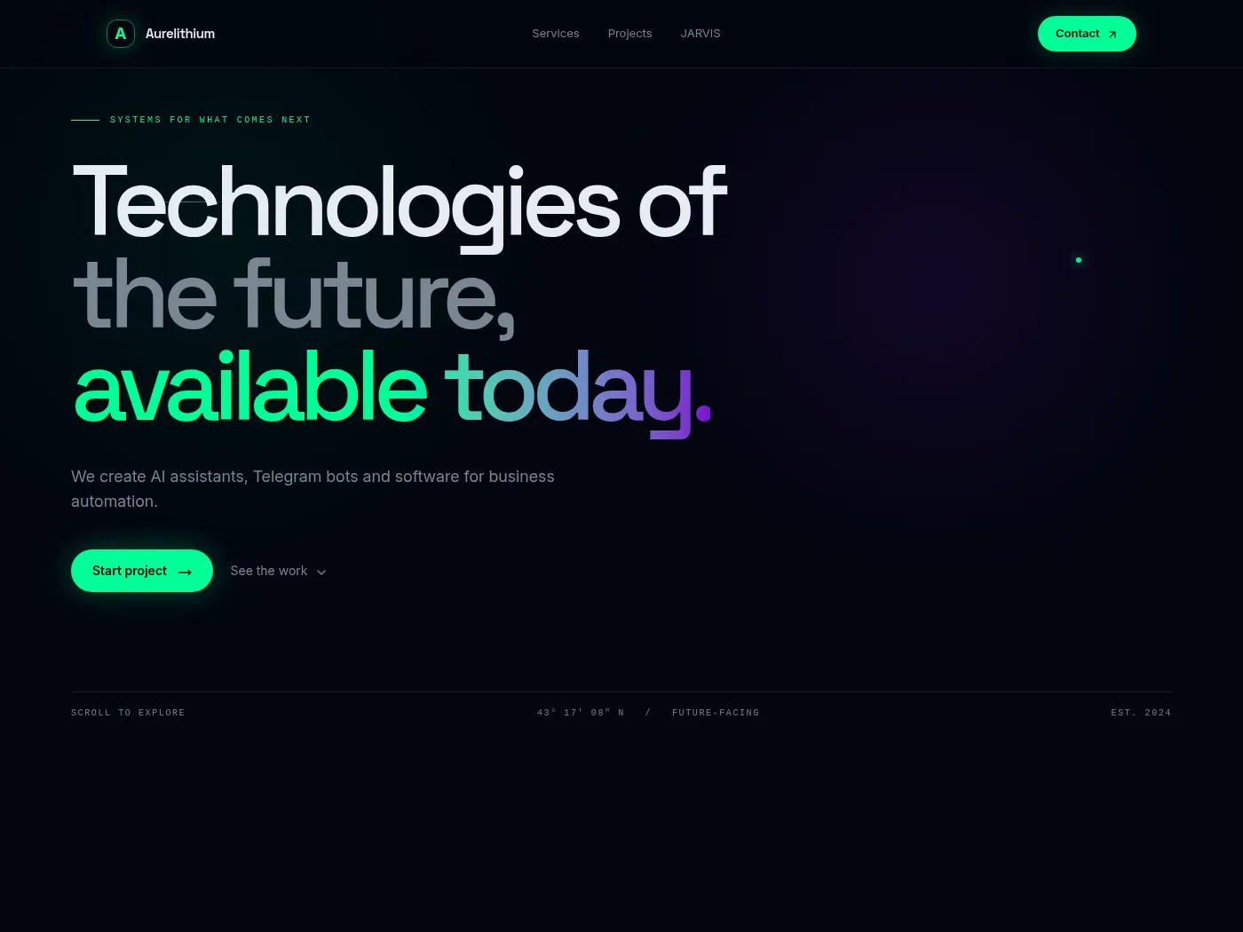 Aurelithium Landing Page