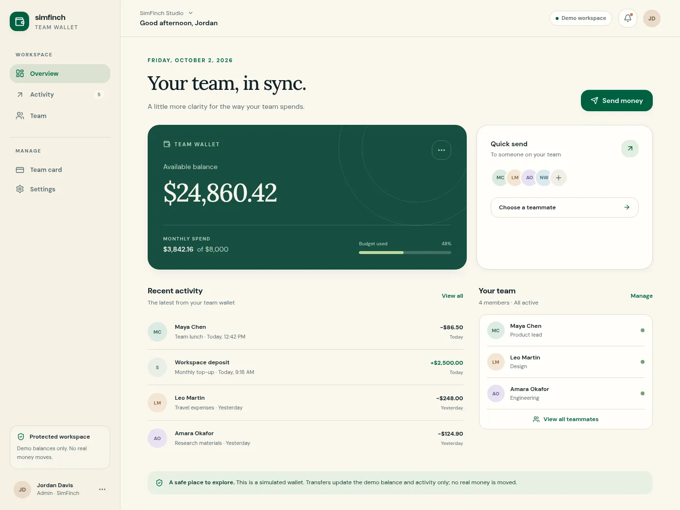 SimFinch Team Wallet