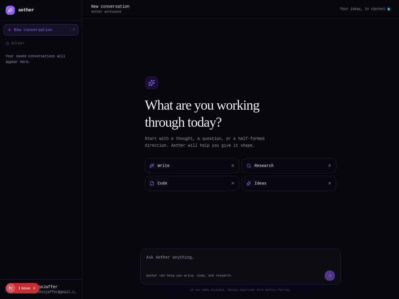 Aether AI Workspace