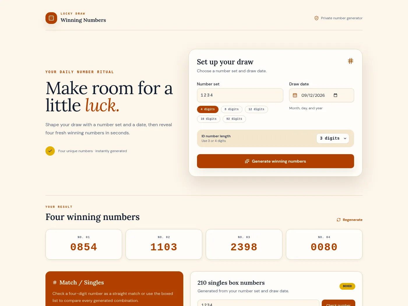 Winning Numbers Generator