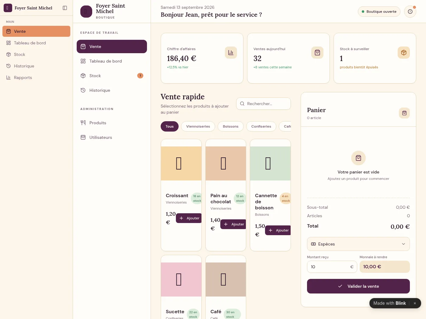 Boutique Foyer Dashboard